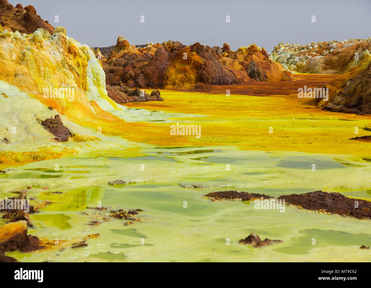 The colorful volcanic landscape of dallol in the danakil depression ...