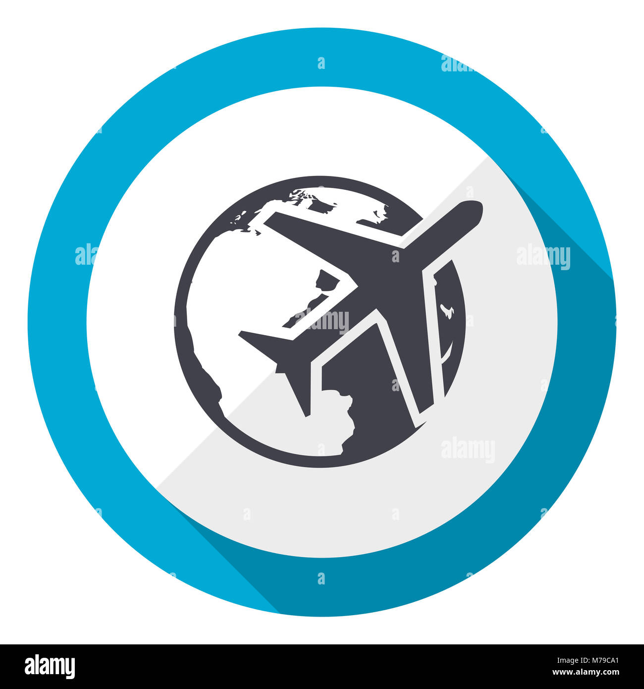Travel blue flat design web icon Stock Photo - Alamy