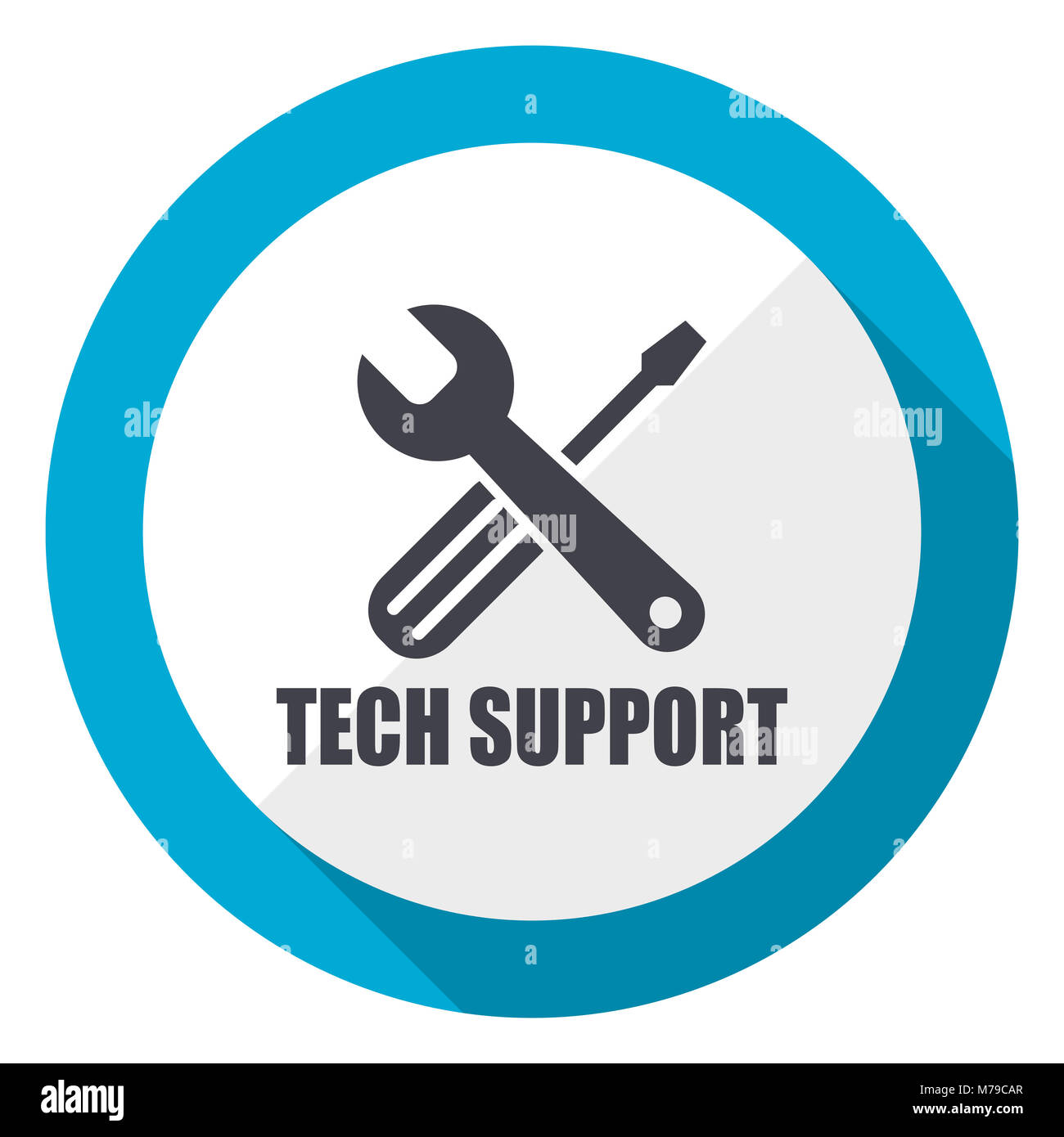 Technical support blue flat design web icon Stock Photo - Alamy