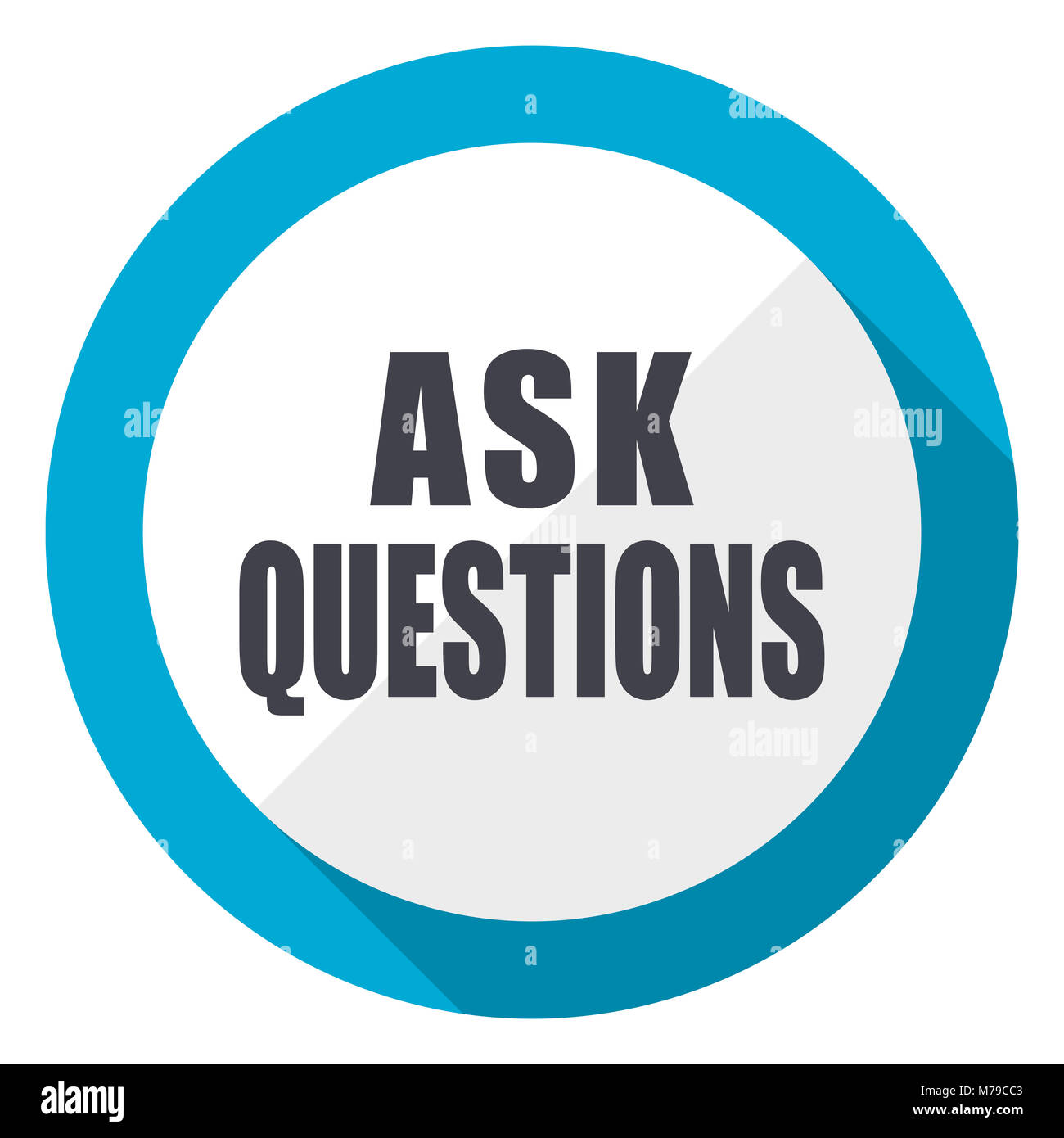 Ask questions blue flat design web icon Stock Photo - Alamy