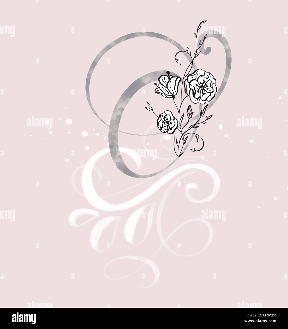 Hand Drawn Calligraphy Letter O With Watercolor Script Isolated Letters ...