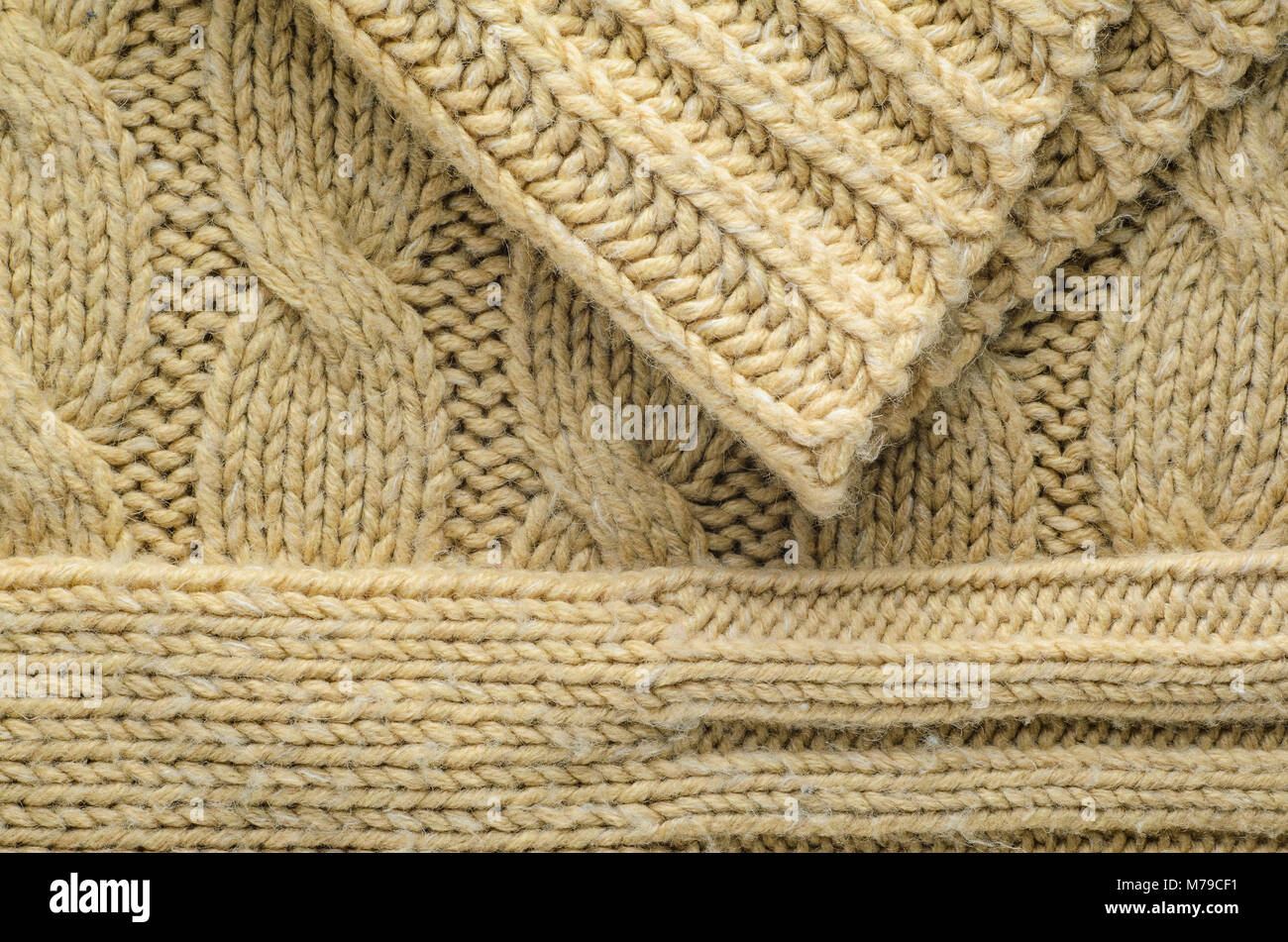 Beige Sweater Texture Close-Up. Elements of Knitted Sweater as ...