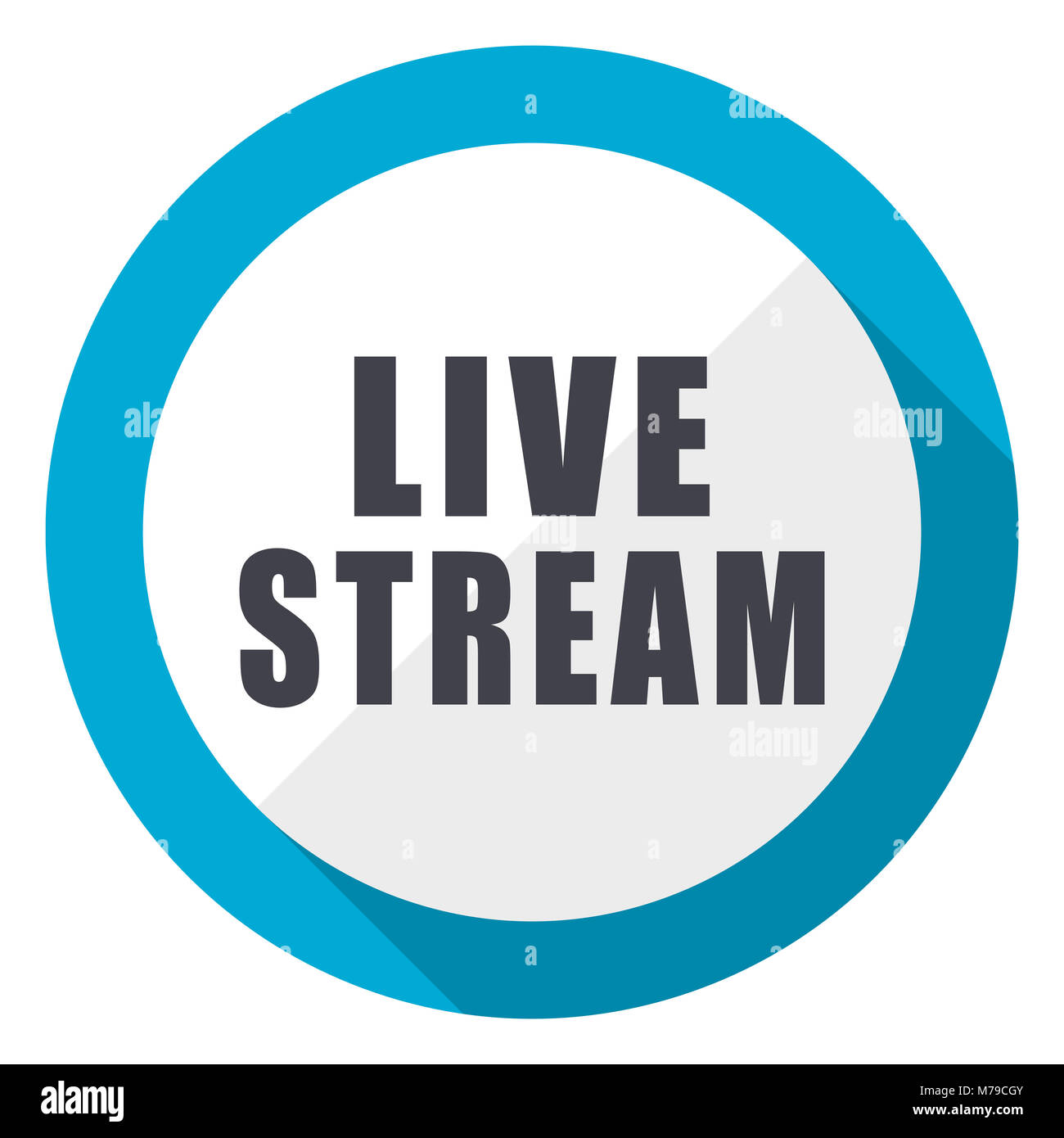 Live stream blue flat design web icon Stock Photo - Alamy