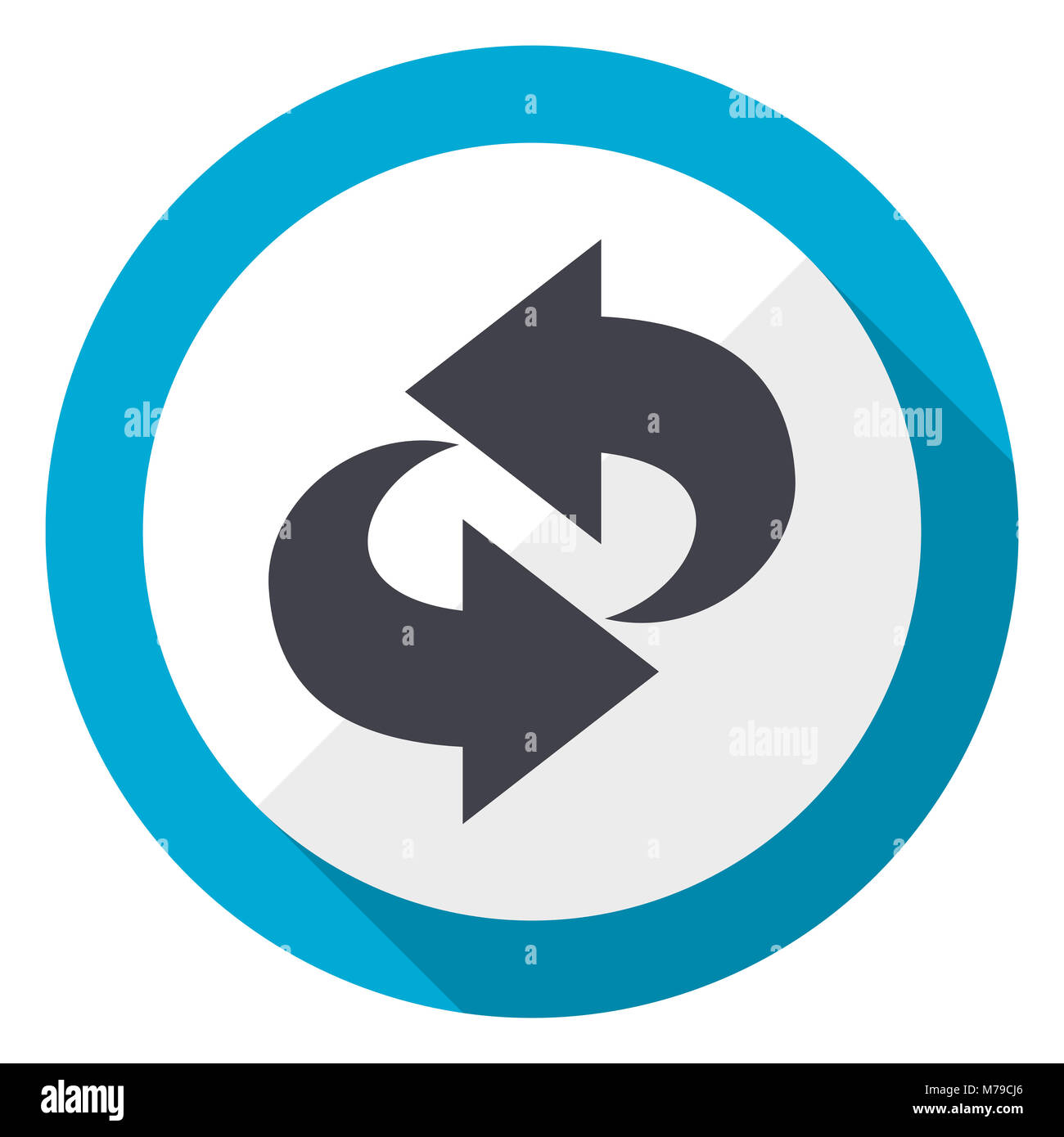 Rotation blue flat design web icon Stock Photo - Alamy