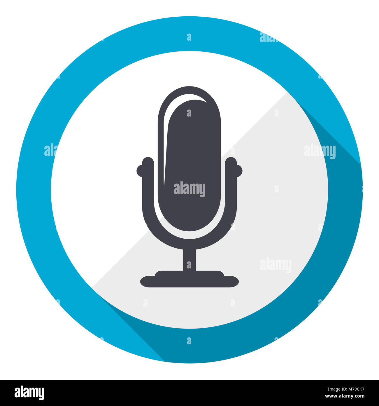 Microphone blue flat design web icon Stock Photo - Alamy