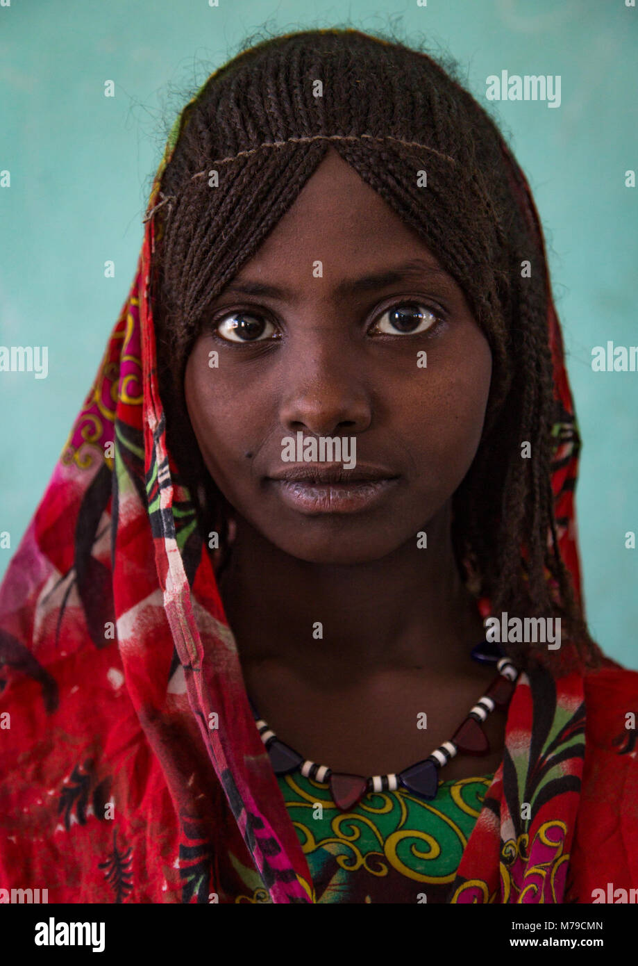 Veiled afar tribe girl at school, Afar region, Semera, Ethiopia Stock ...