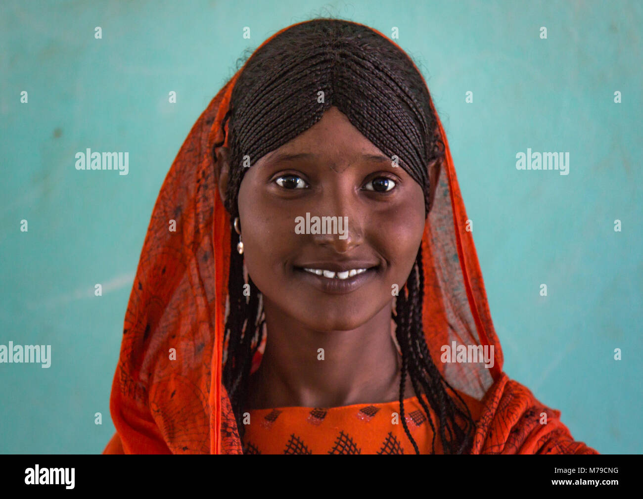Veiled afar tribe girl at school, Afar region, Semera, Ethiopia Stock ...