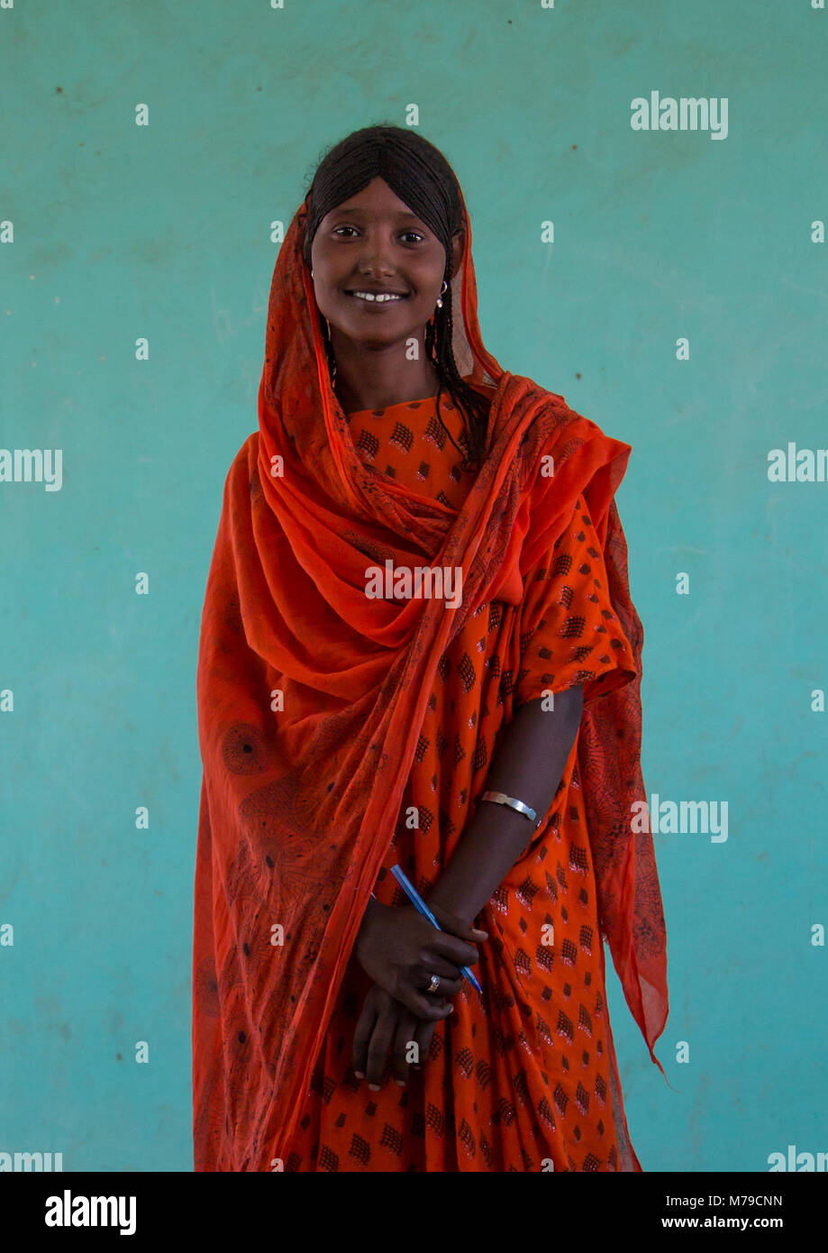 Veiled afar tribe girl at school, Afar region, Semera, Ethiopia Stock ...