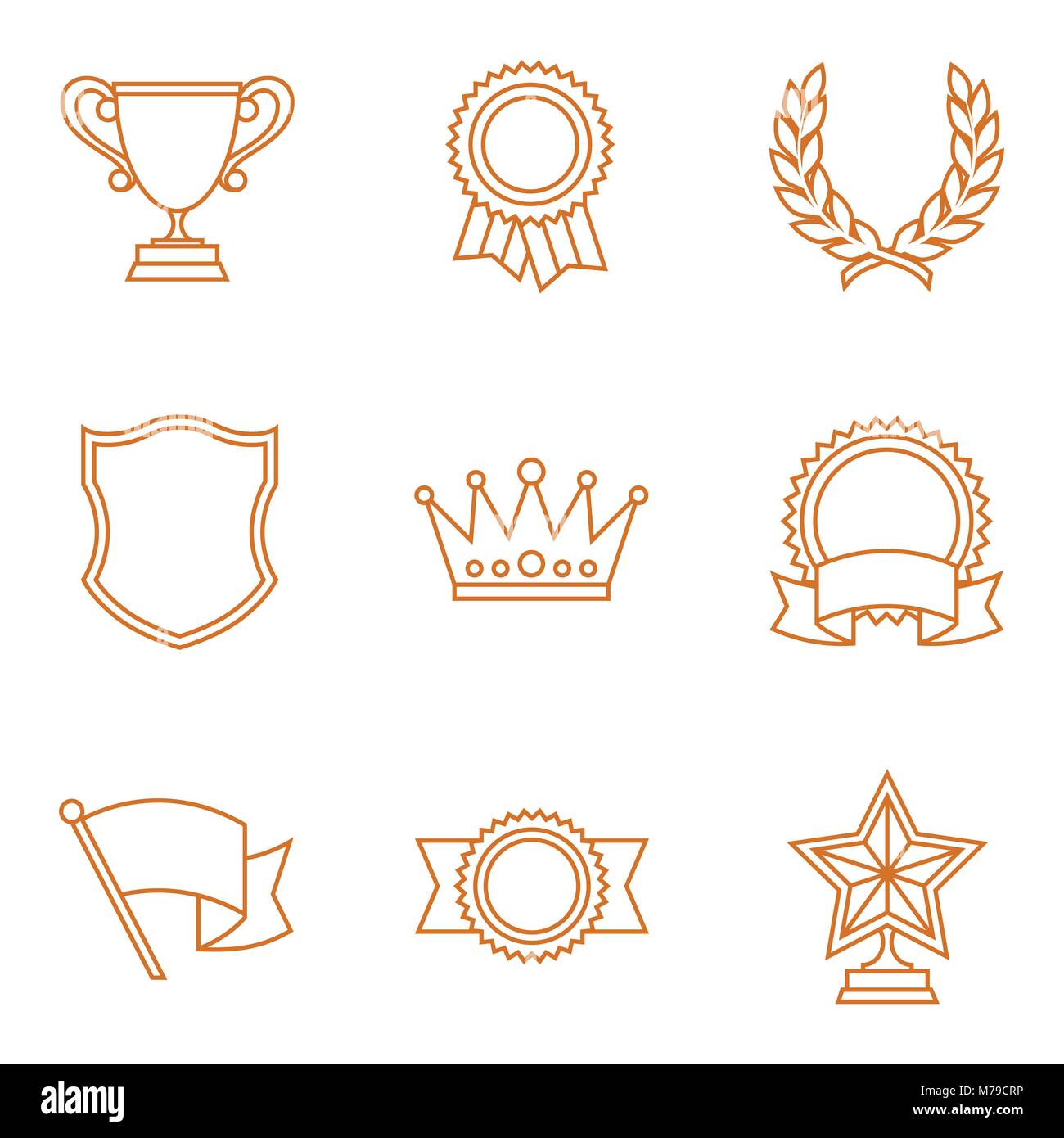 Trophy and awards icons set in linear style Stock Vector Image & Art ...