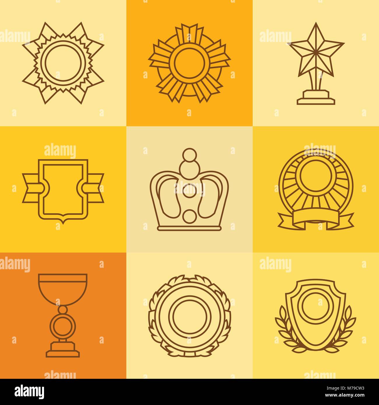 Trophy and awards icons set in linear style Stock Vector Image & Art - Alamy