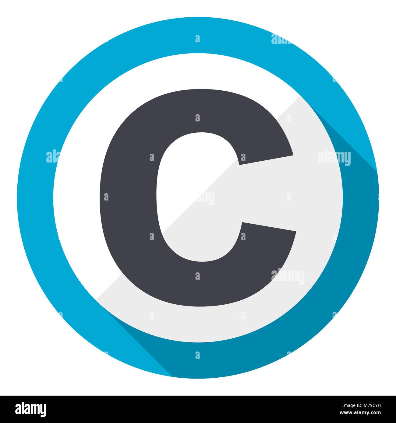 Copyright blue flat design web icon Stock Photo - Alamy