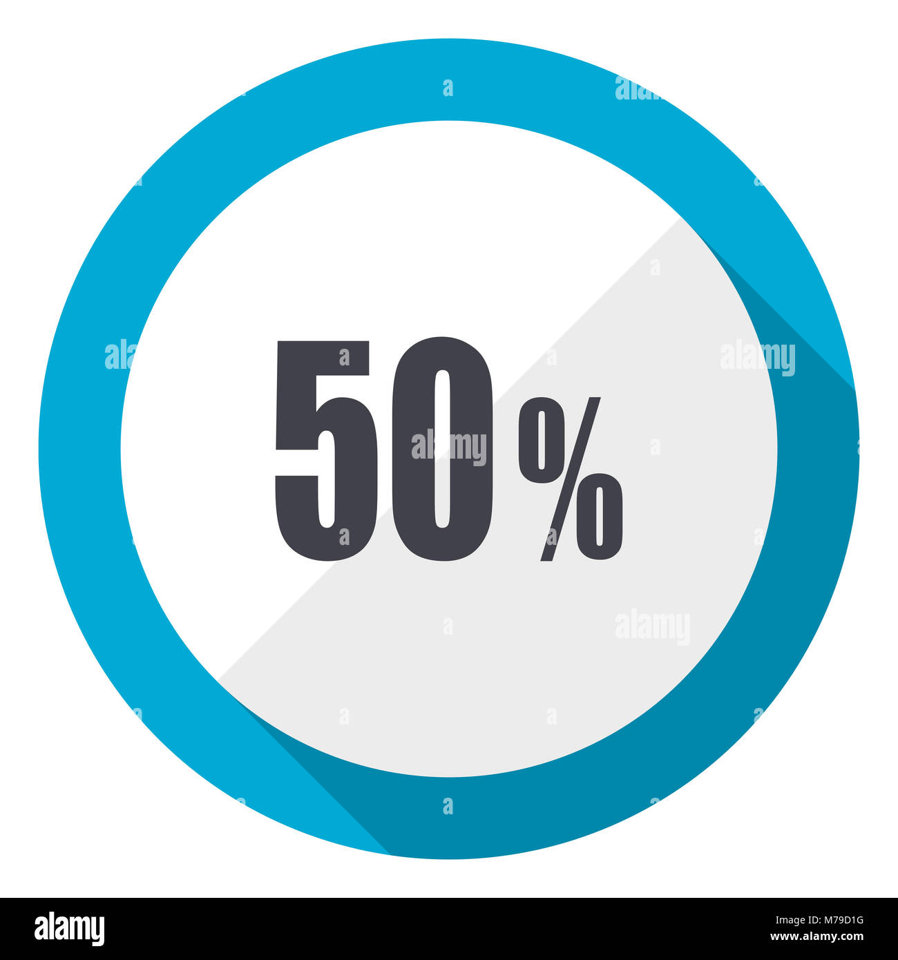 50 percent blue flat design web icon Stock Photo - Alamy