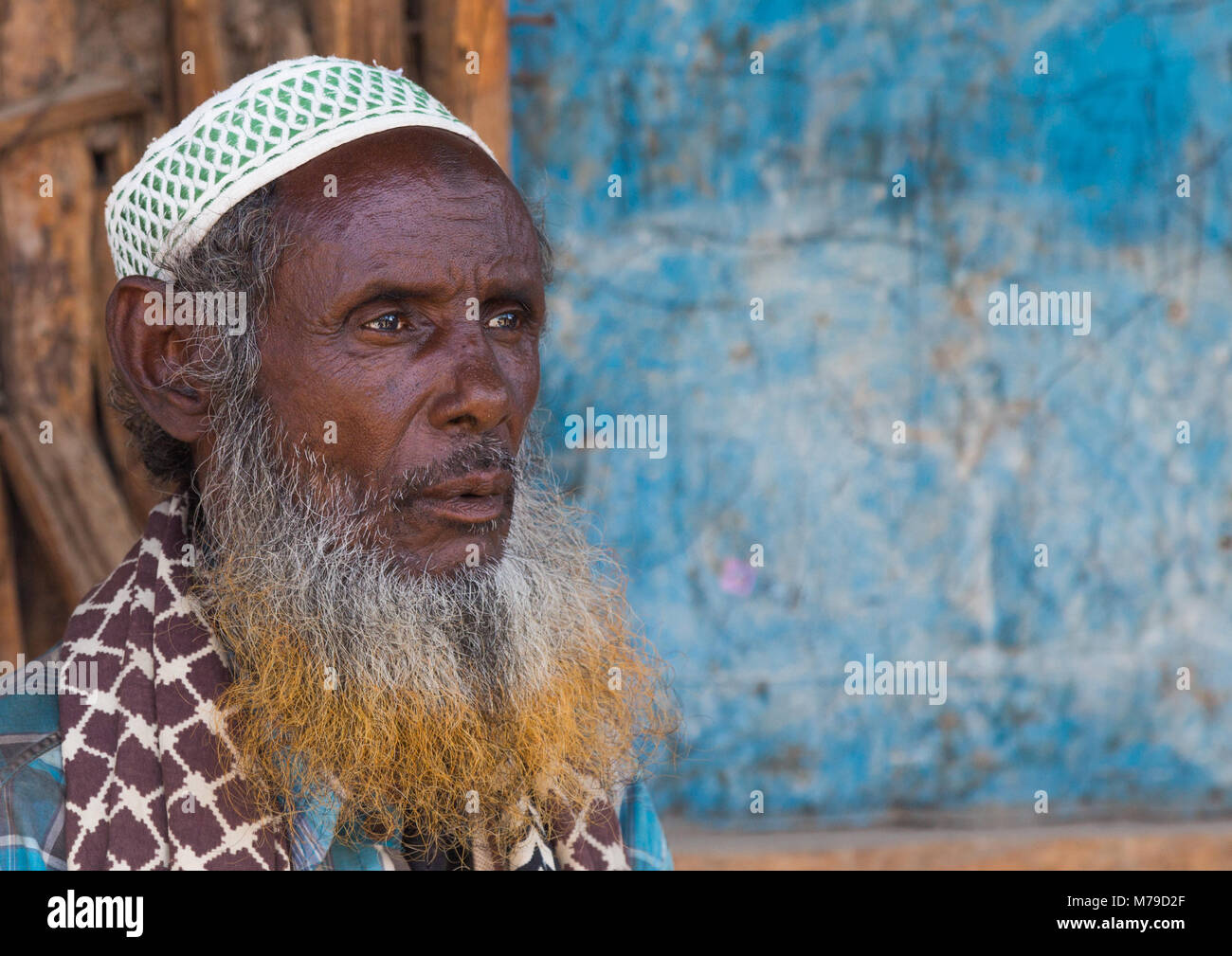 Portrait of muslim man with henna tinted beard, Afar region, Assayta ...