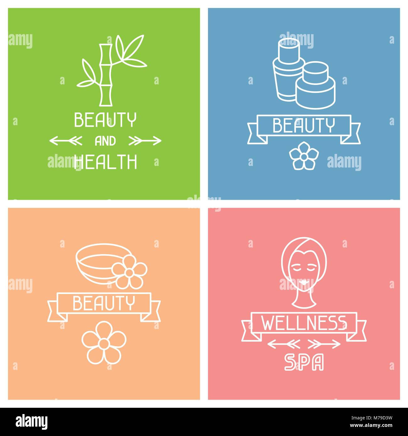 Set of spa labels in linear style Stock Vector Image & Art - Alamy