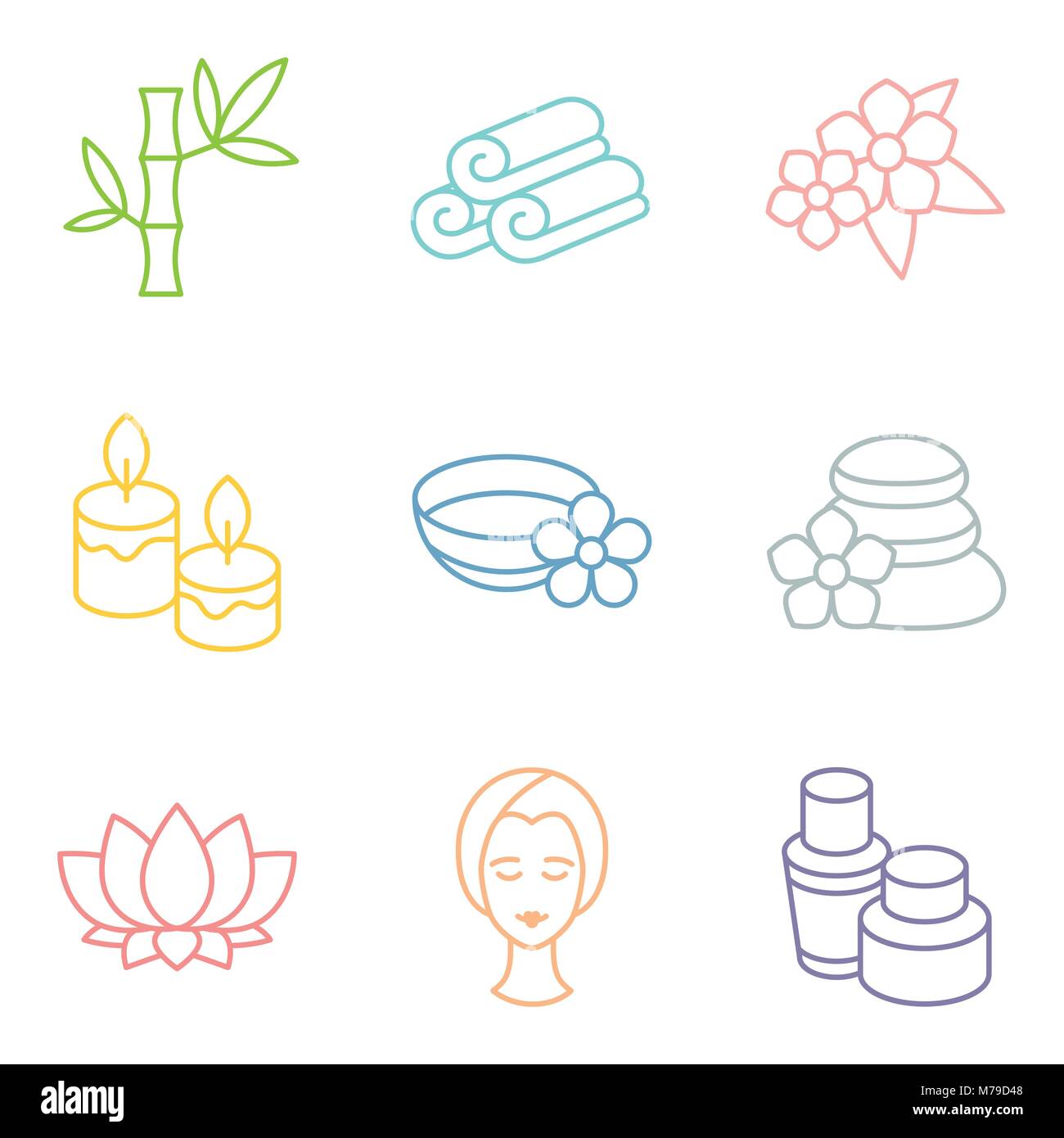 Set of spa and recreation icons in linear style Stock Vector Image ...