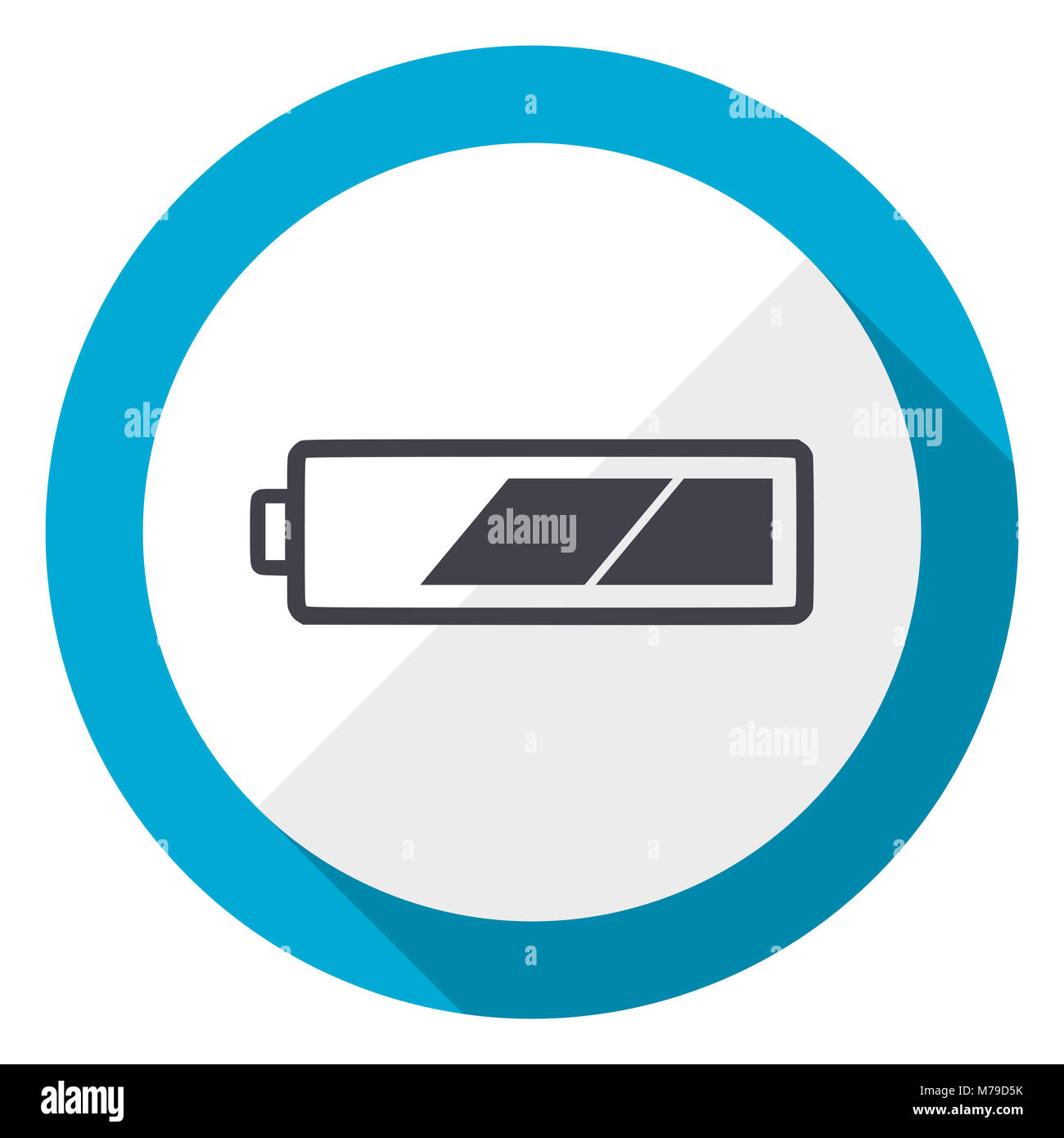 Battery blue flat design web icon Stock Photo - Alamy