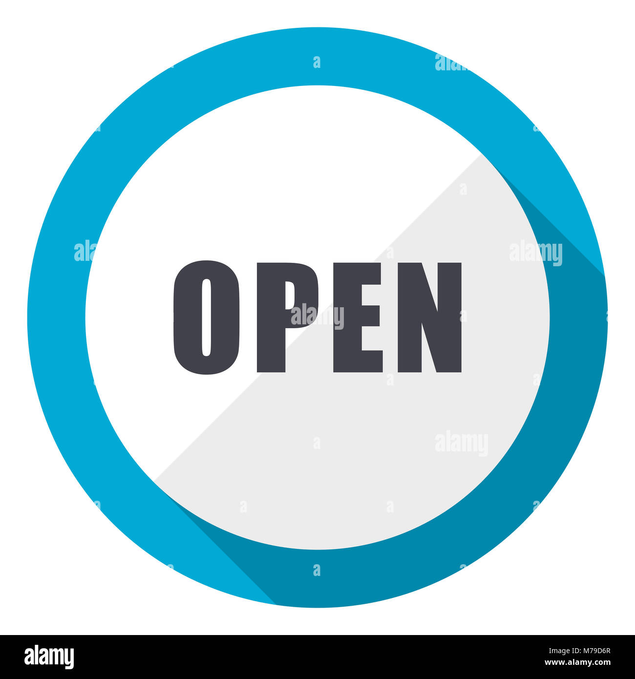 Open blue flat design web icon Stock Photo - Alamy