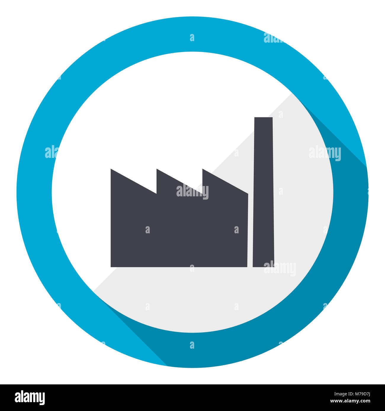 Factory blue flat design web icon Stock Photo - Alamy