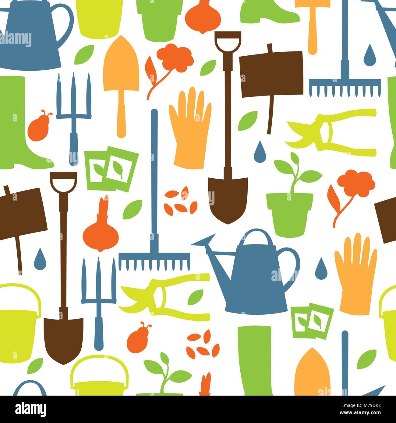 Background with garden design elements and icons Stock Vector Image ...