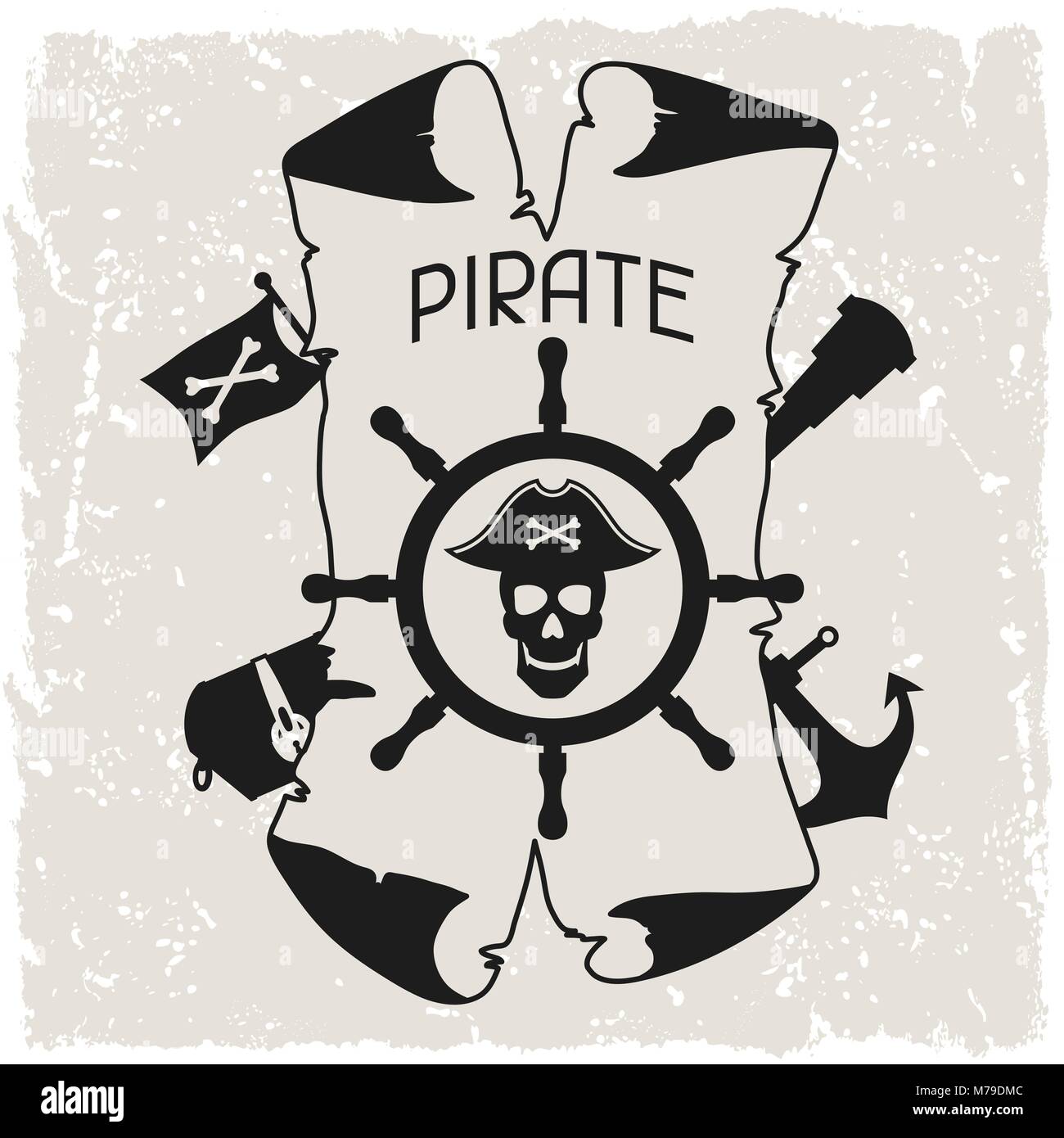 Background on pirate theme with objects and elements Stock Vector Image ...