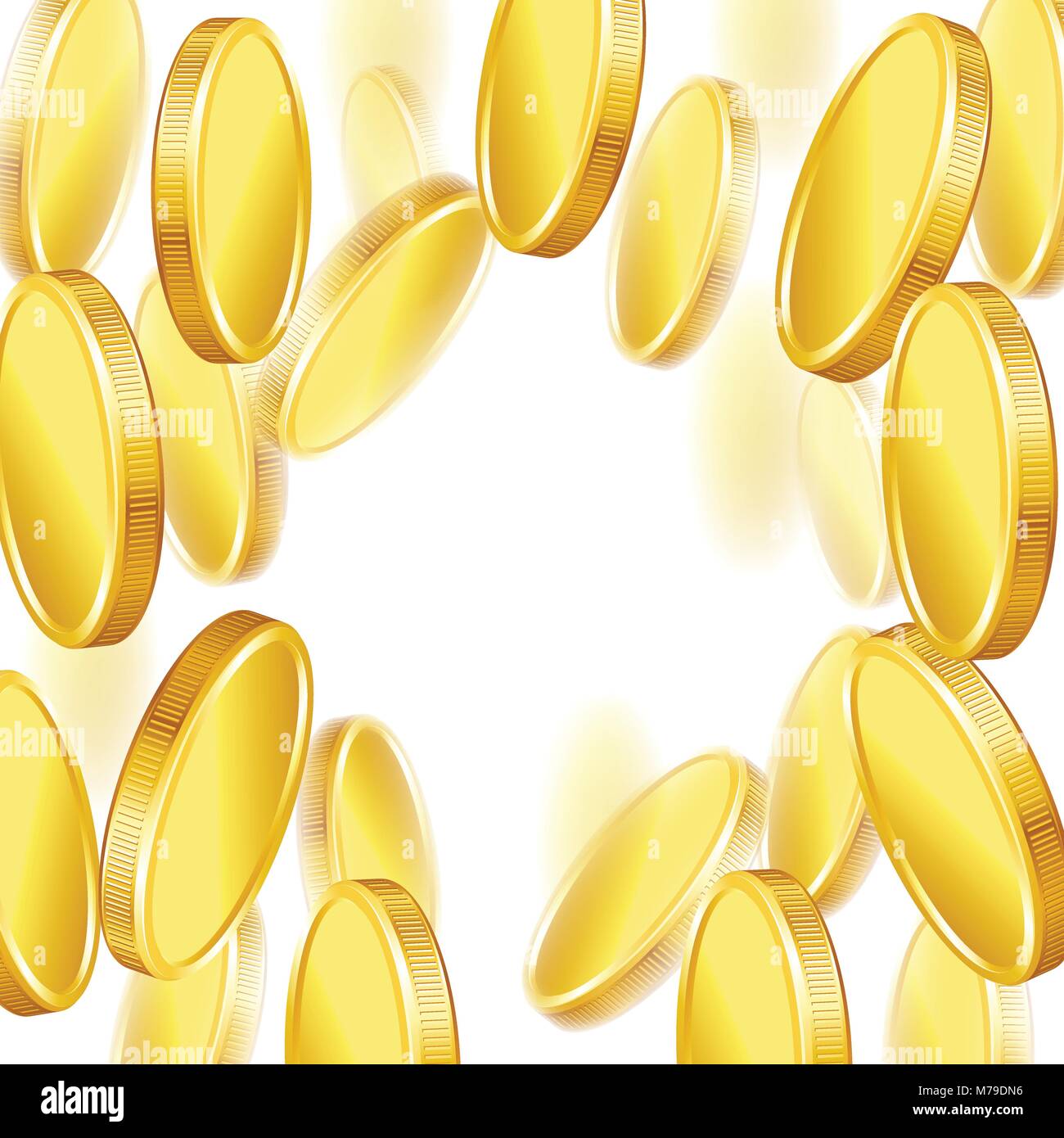 Falling gold shiny coins on white background Stock Vector Image & Art ...