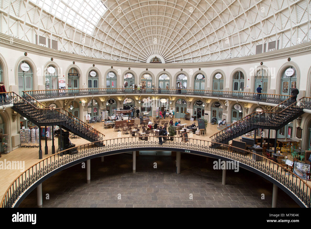 Interior of the Corn Exchange in Leeds, UK. The building was erected so ...