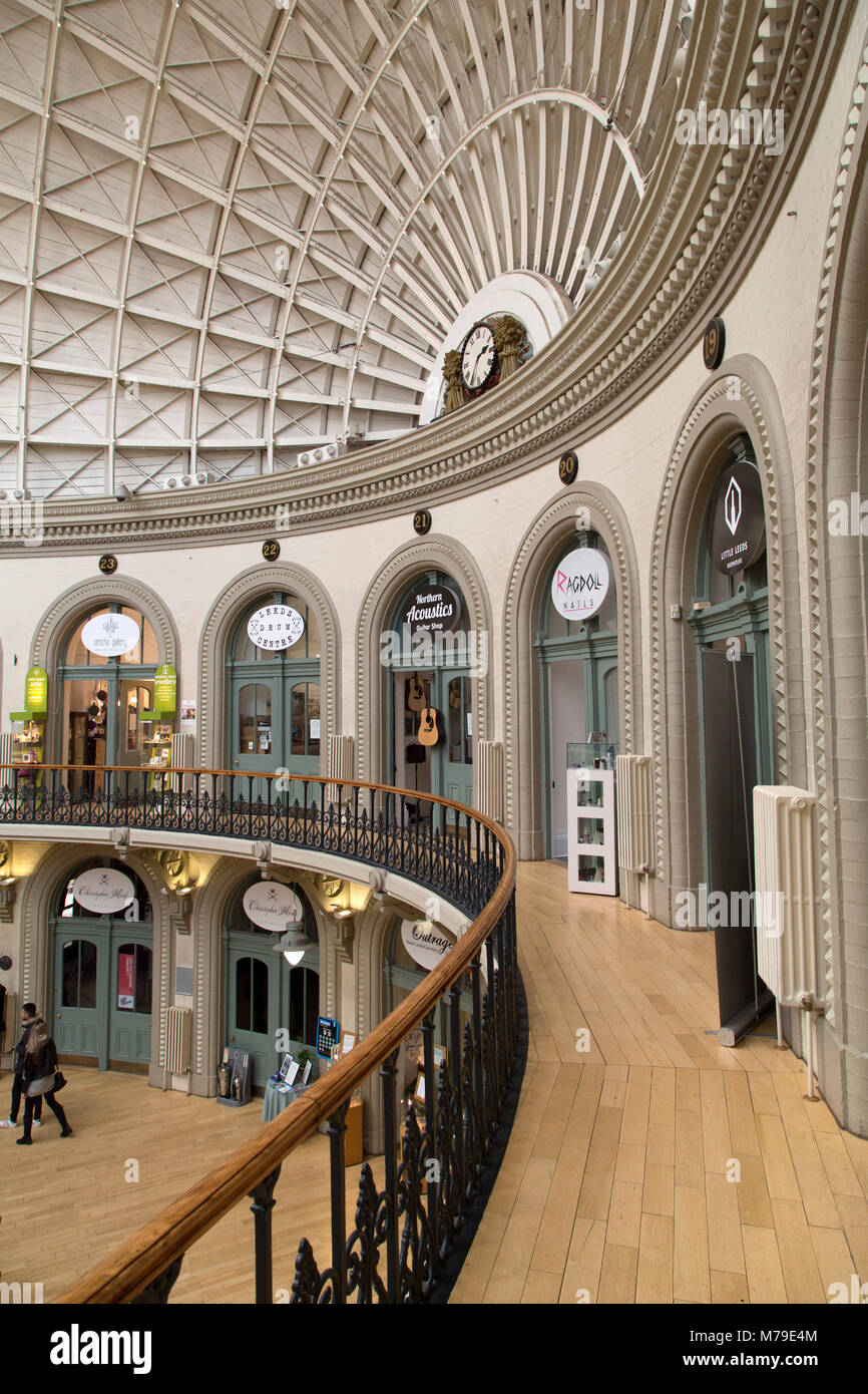 Interior of the Corn Exchange in Leeds, UK. The building was erected so ...