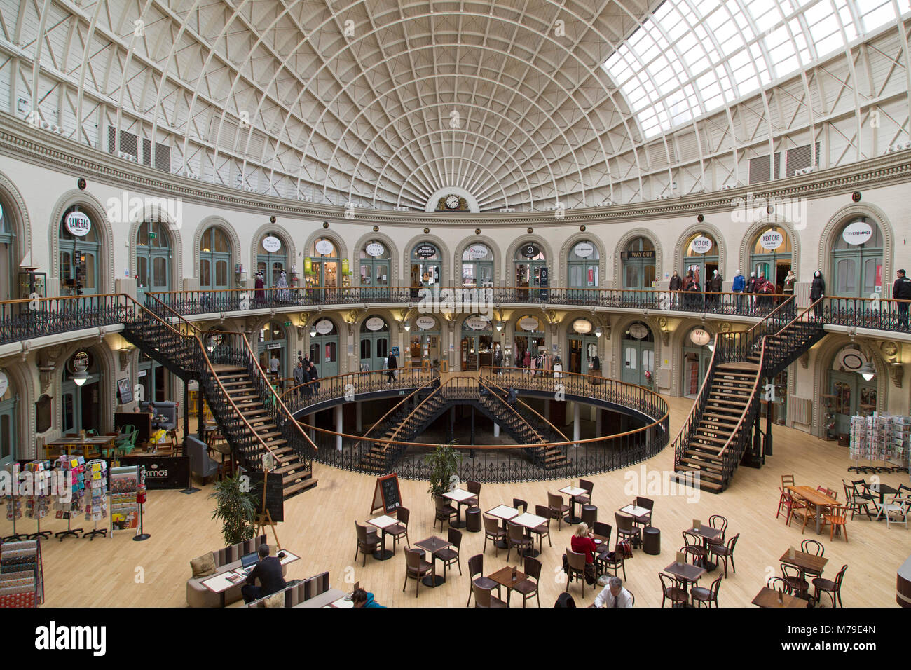 Interior of the Corn Exchange in Leeds, UK. The building was erected so ...