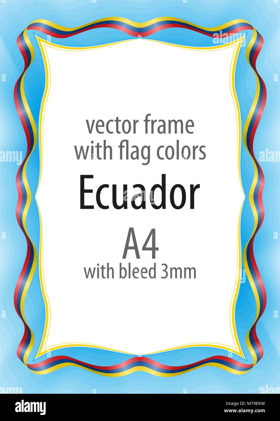 Frame and border of ribbon with the colors of the Ecuador flag Stock ...