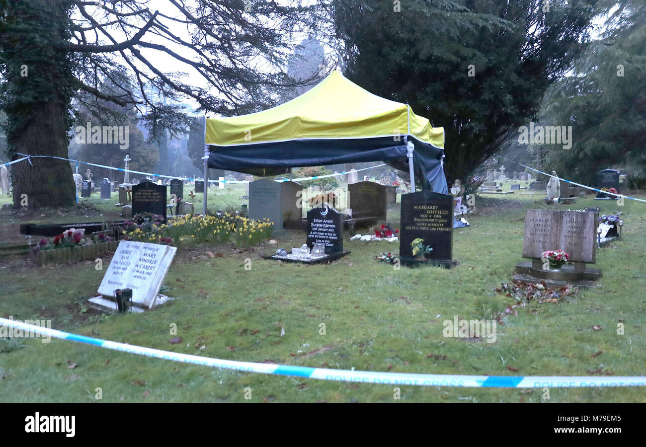 A tent erected at the London Road cemetery in Salisbury, Wiltshire ...