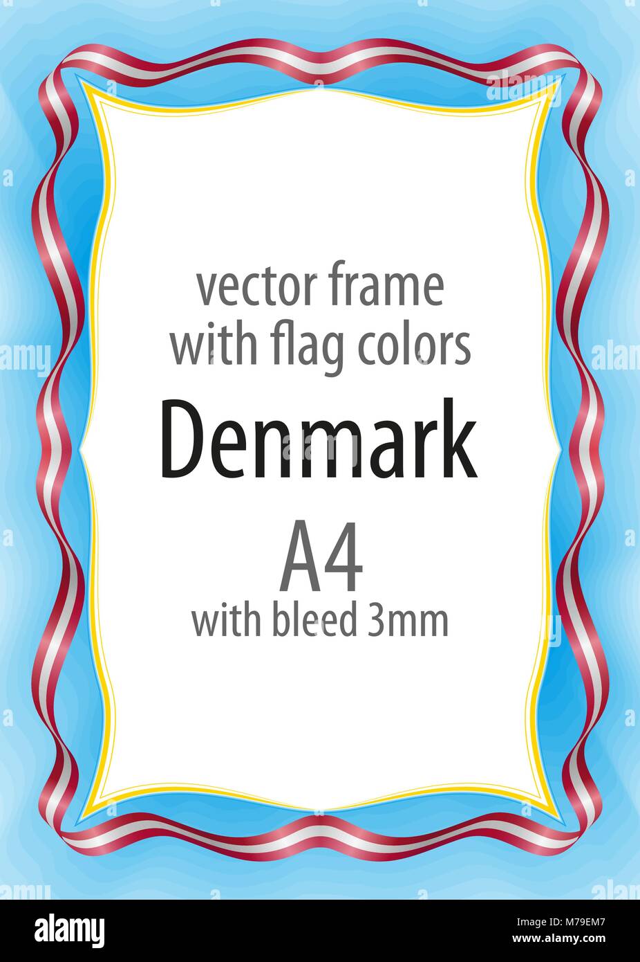 Frame and border of ribbon with the colors of the Denmark flag Stock ...