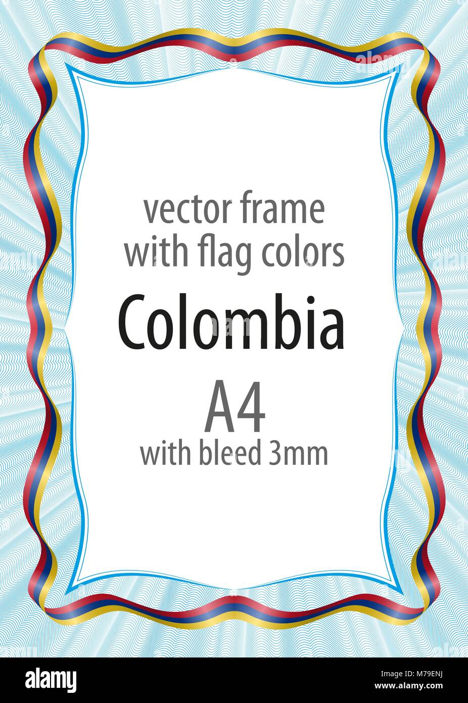 Frame and border of ribbon with the colors of the Colombia flag Stock ...