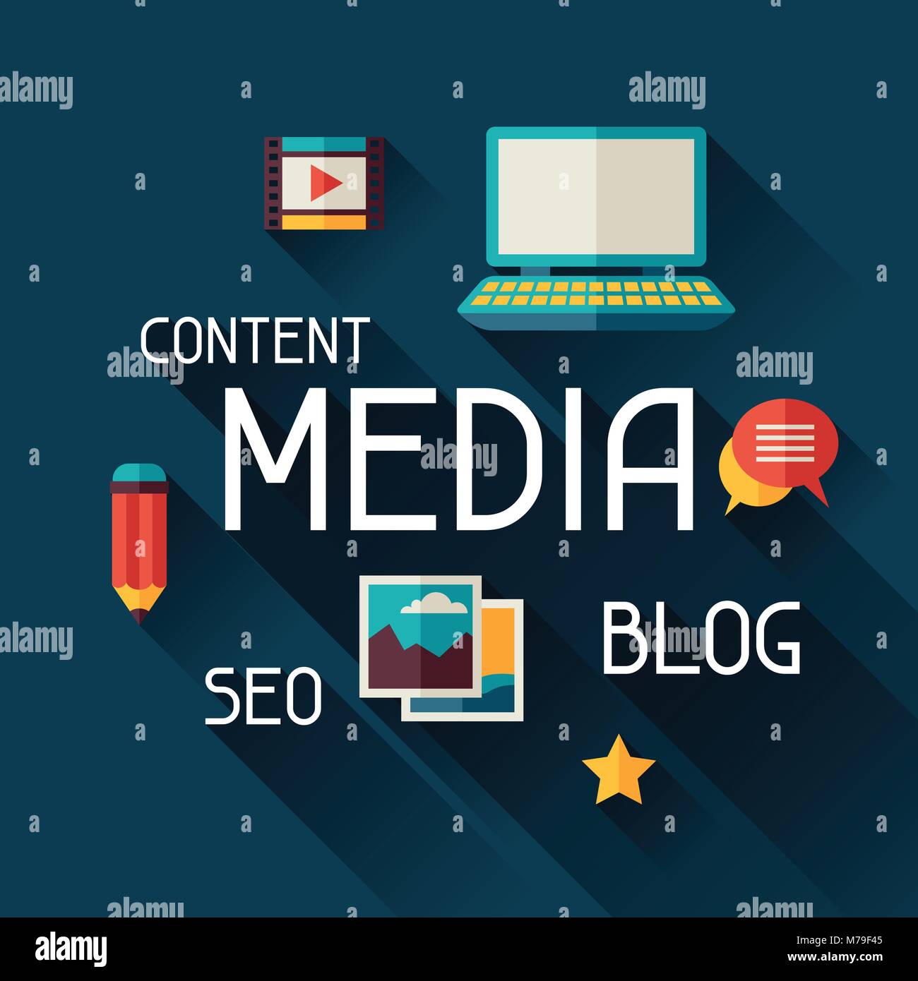 Media concept illustration in flat design style Stock Vector Image ...