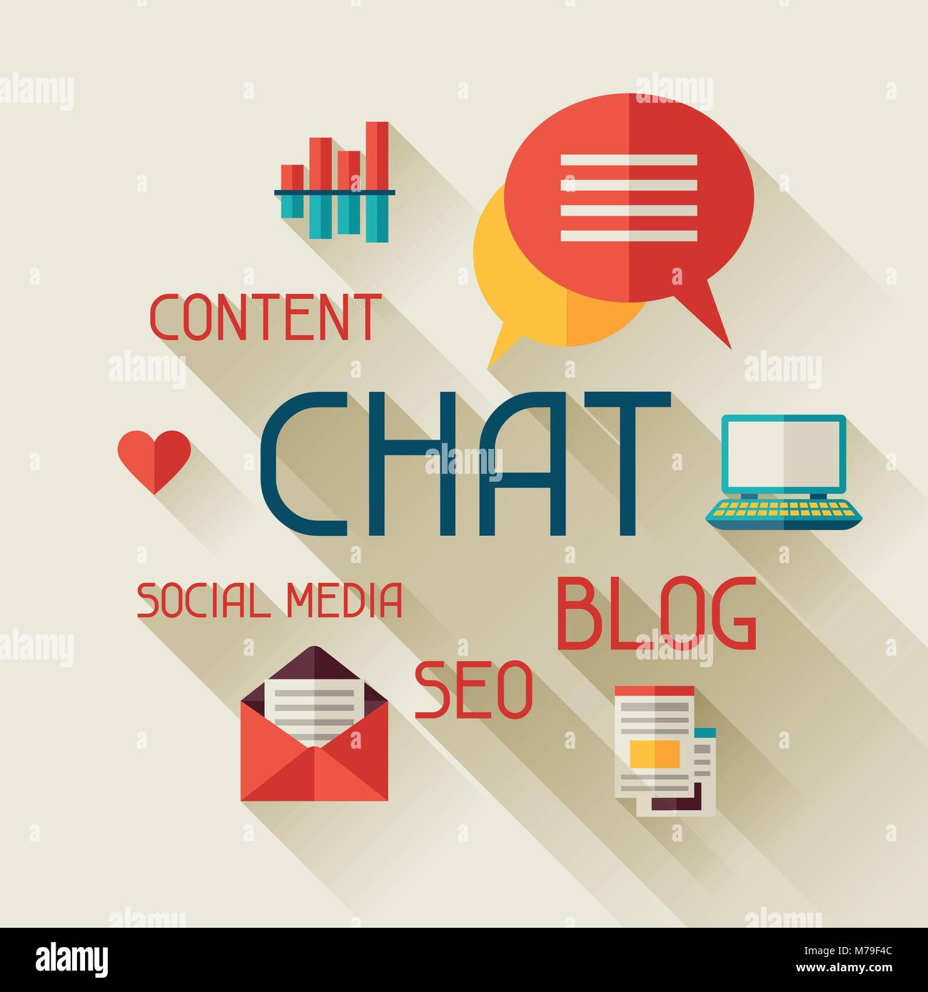 Chat concept illustration in flat design style Stock Vector Image & Art ...