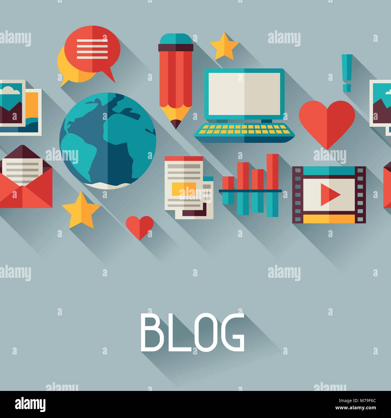 Media and communication background design with blog icons Stock Vector ...