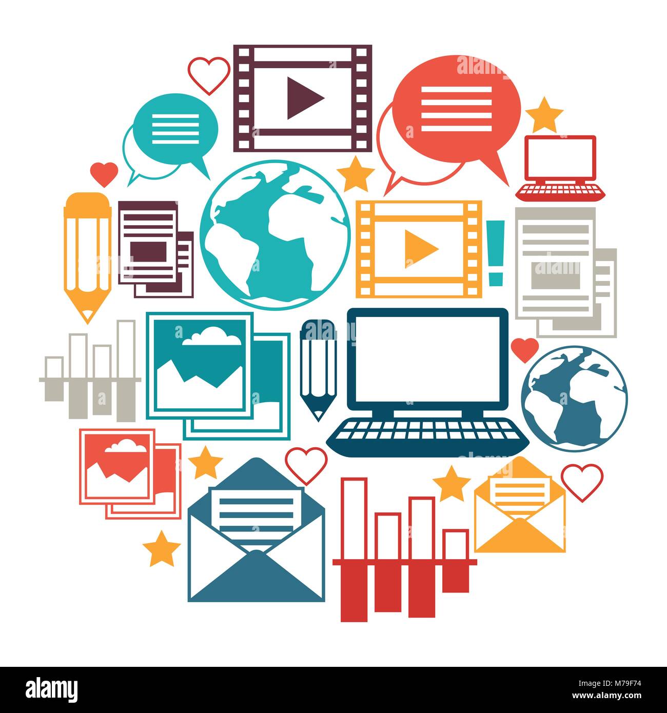 Media and communication background design with blog icons Stock Vector ...