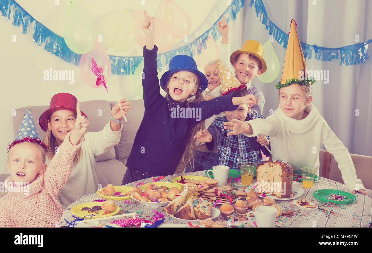 kids having good time during friend’s birthday party Stock Photo - Alamy