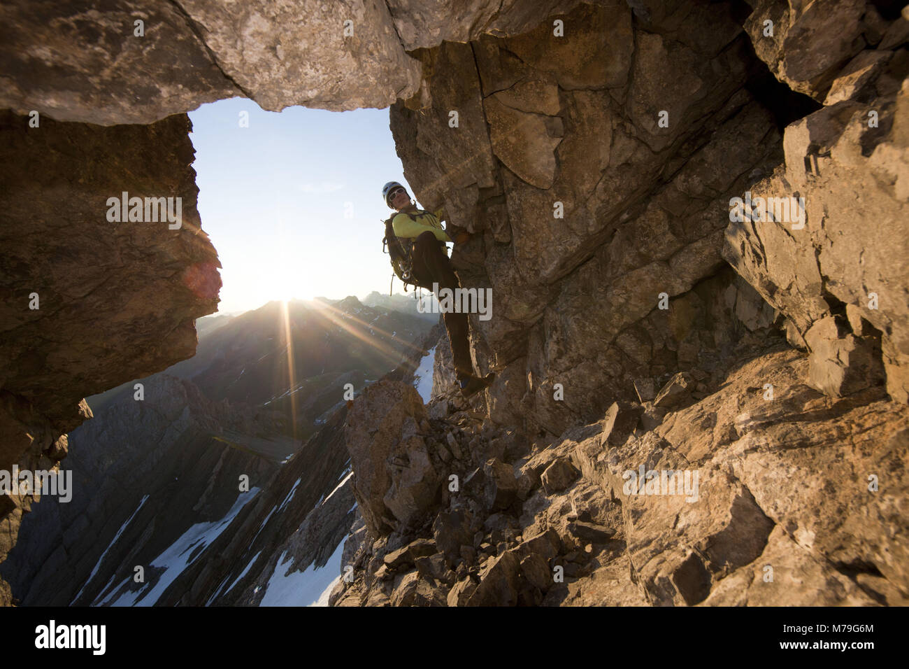 via ferrata route scene Arlberger via ferrata route, Weisschrofenspitze ...