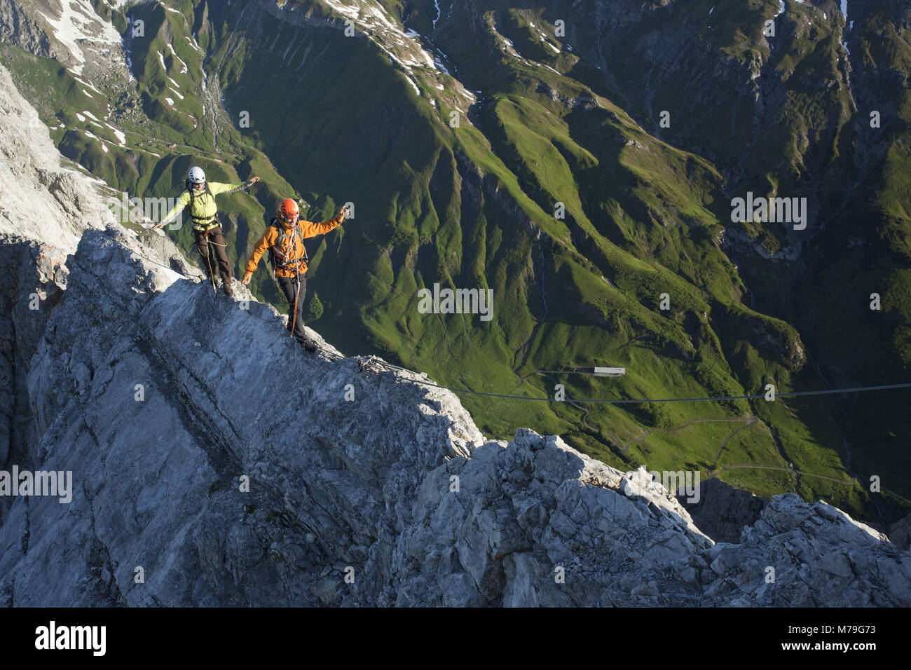 via ferrata route scene Arlberger via ferrata route, Weisschrofenspitze ...
