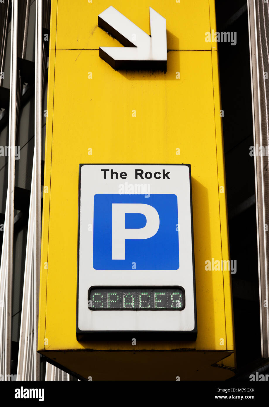 The rock triangle car parking sign at the entrance to the multi storey ...