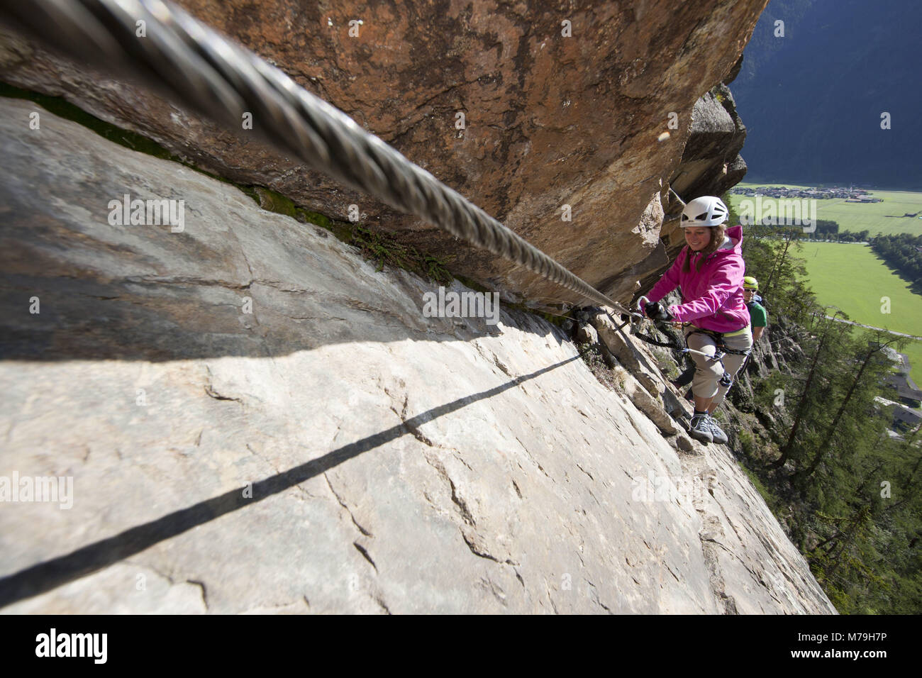 via ferrata route Lehner waterfall, Ötztal Alps, Tyrol, Austria Stock ...