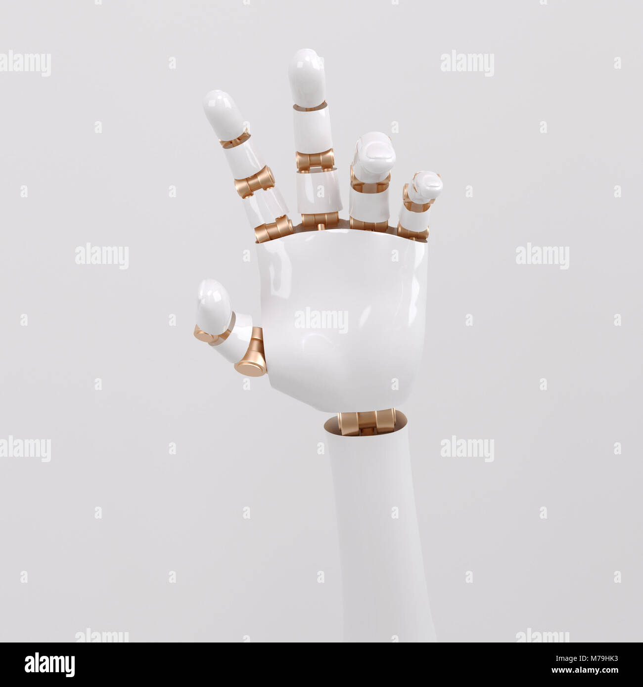3D rendering concept of a robotic mechanical arm. Isolated on white ...