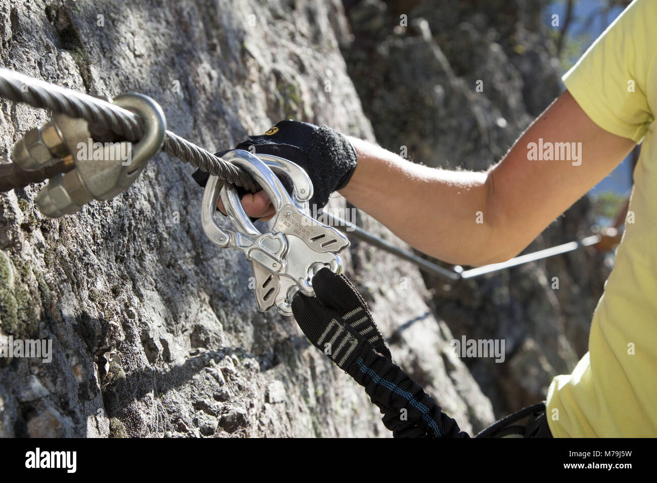 via ferrata route Lehner waterfall, Ötztal Alps, Tyrol, Austria Stock ...