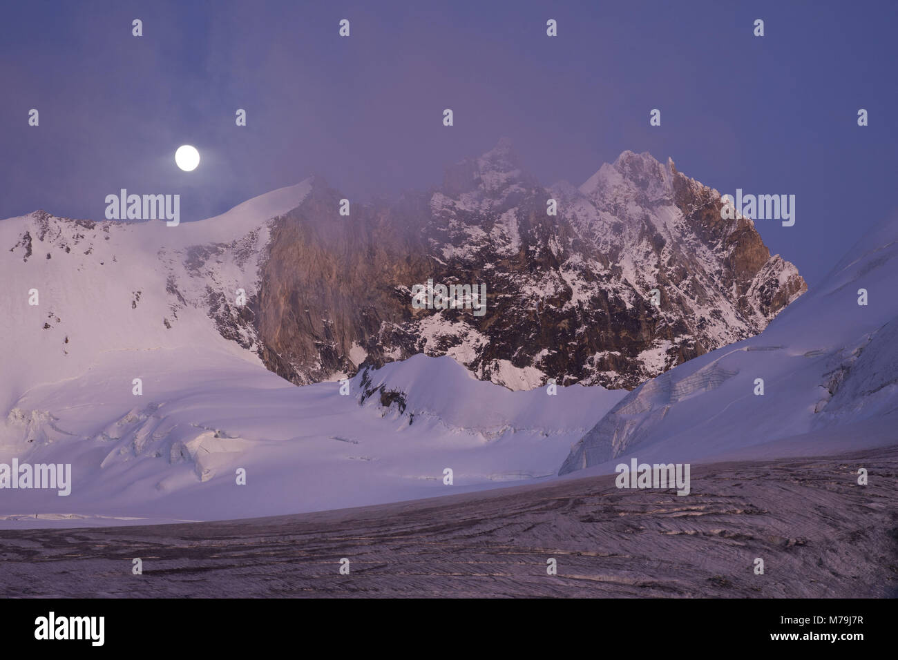 Swiss alps and full moon hi-res stock photography and images - Alamy