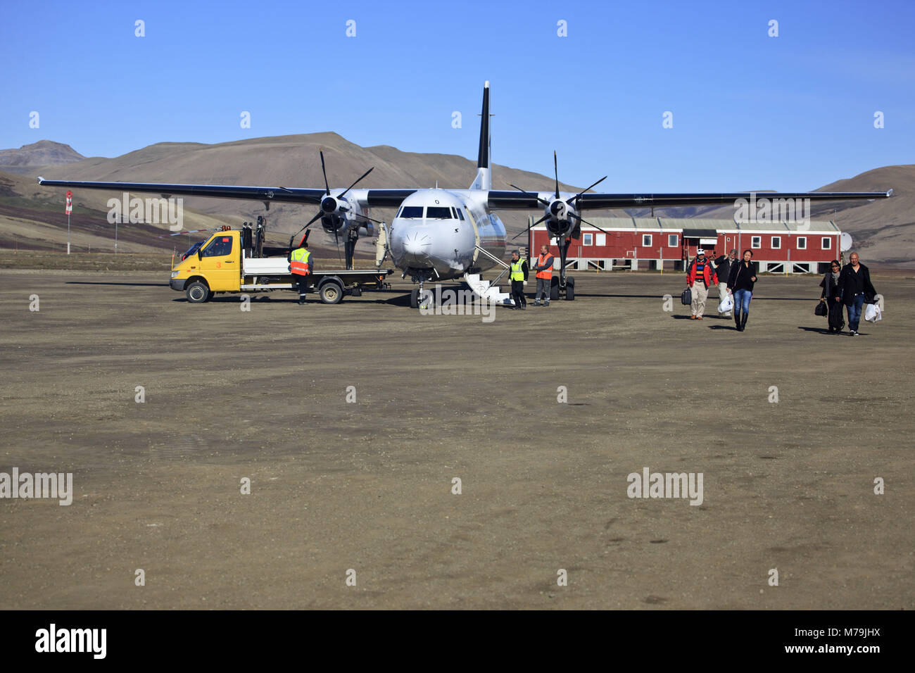 Greenland, East Greenland, Scoresbysund, Constable Point, airport Stock ...