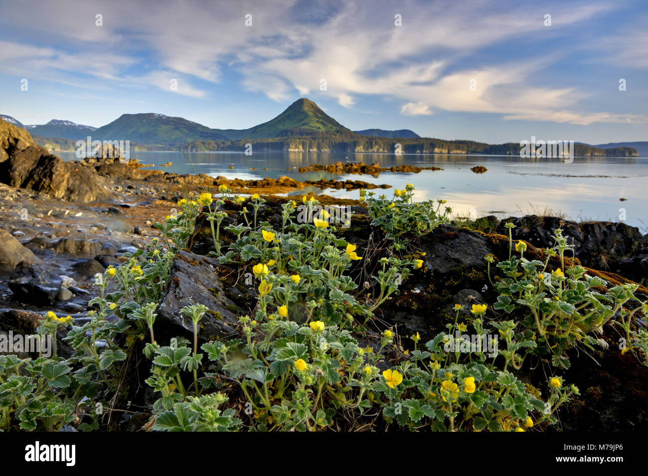 North America, the USA, Alaska, Kodiac island, Monakshak Bay, mountain ...