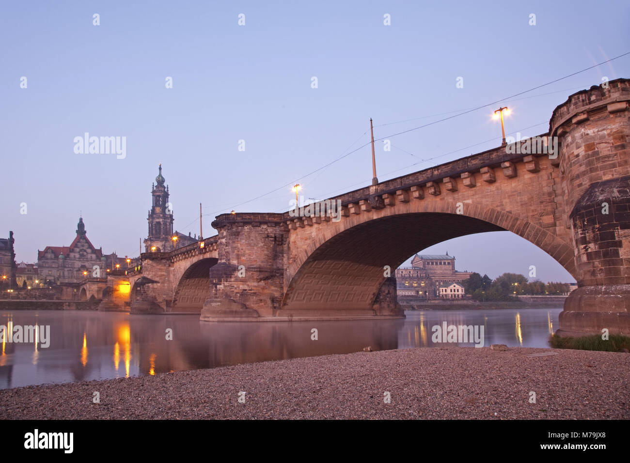 Augustus bridge and the Old Town of Dresden, Dresden, Saxon, Germany ...