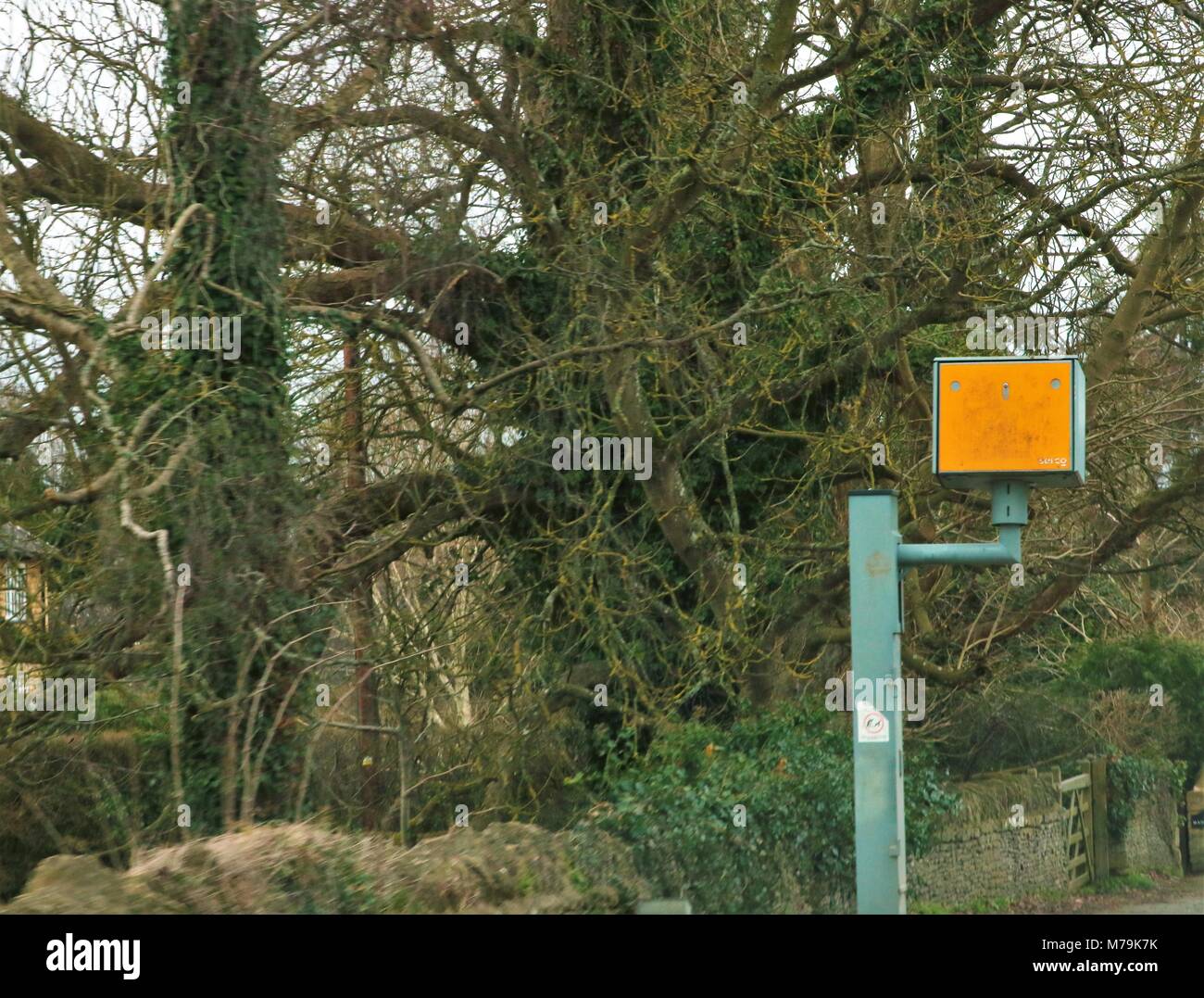 Yellow speed camera at side of road in Oxfordshire, UK Stock Photo - Alamy
