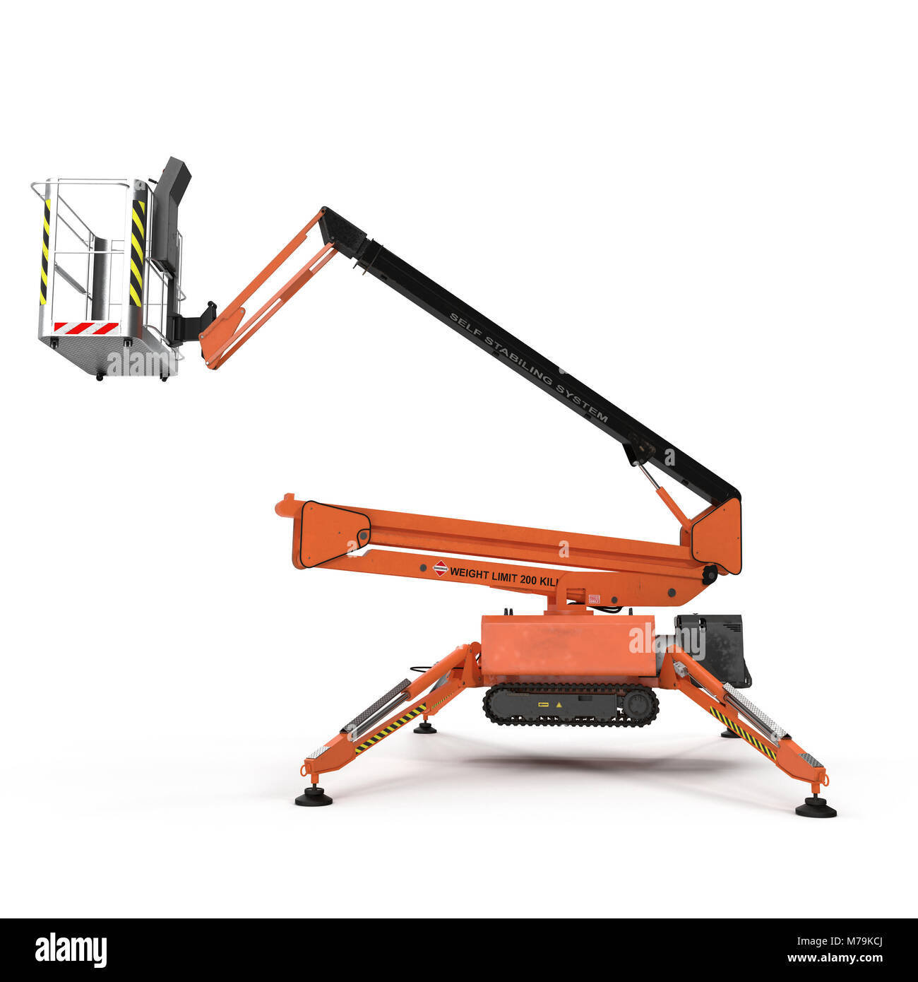 Engine Powered Scissor Lift on white background. 3D illustration Stock ...
