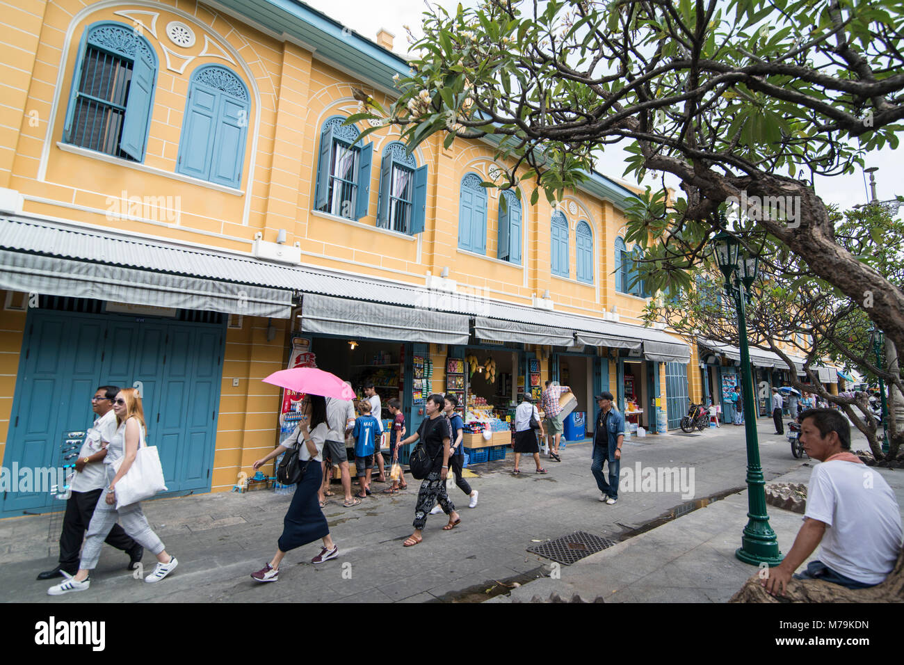 The colonial old Town at tha chang in the city of Bangkok in Thailand ...